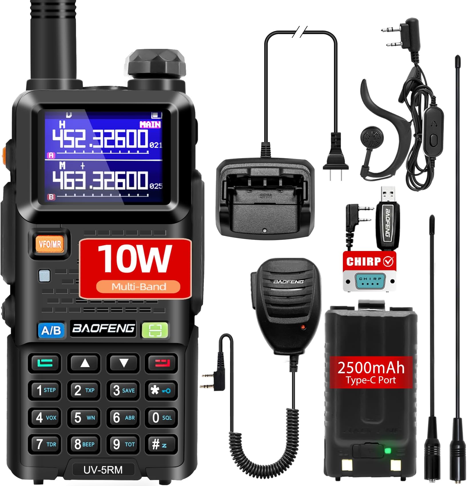 Amazon.com: BAOFENG Ham Radio 5RM 10W Long Range AR-5RM Radio Handheld ...