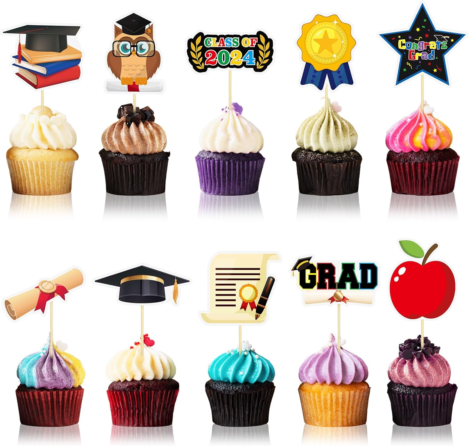 Amazon.com: FoldTier 100 Pcs Kindergarten Graduation Cupcake Toppers ...