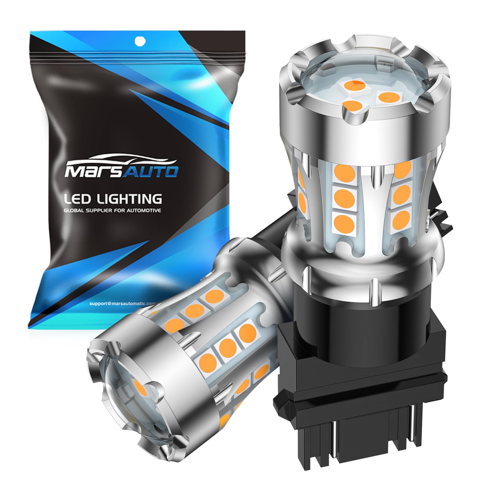 Amazon.com: Marsauto LED Turn Signal Light Bulbs, 3157 LED Amber With ...