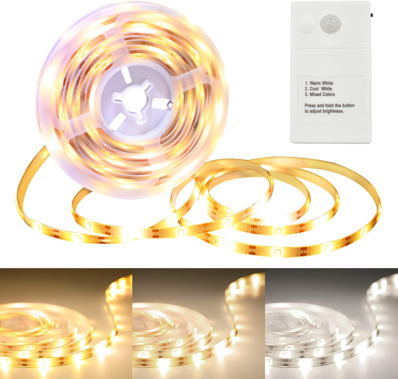 Amazon.com: Motion Sensor Strip Lights Battery Operated, 60 LED 6.6Ft ...