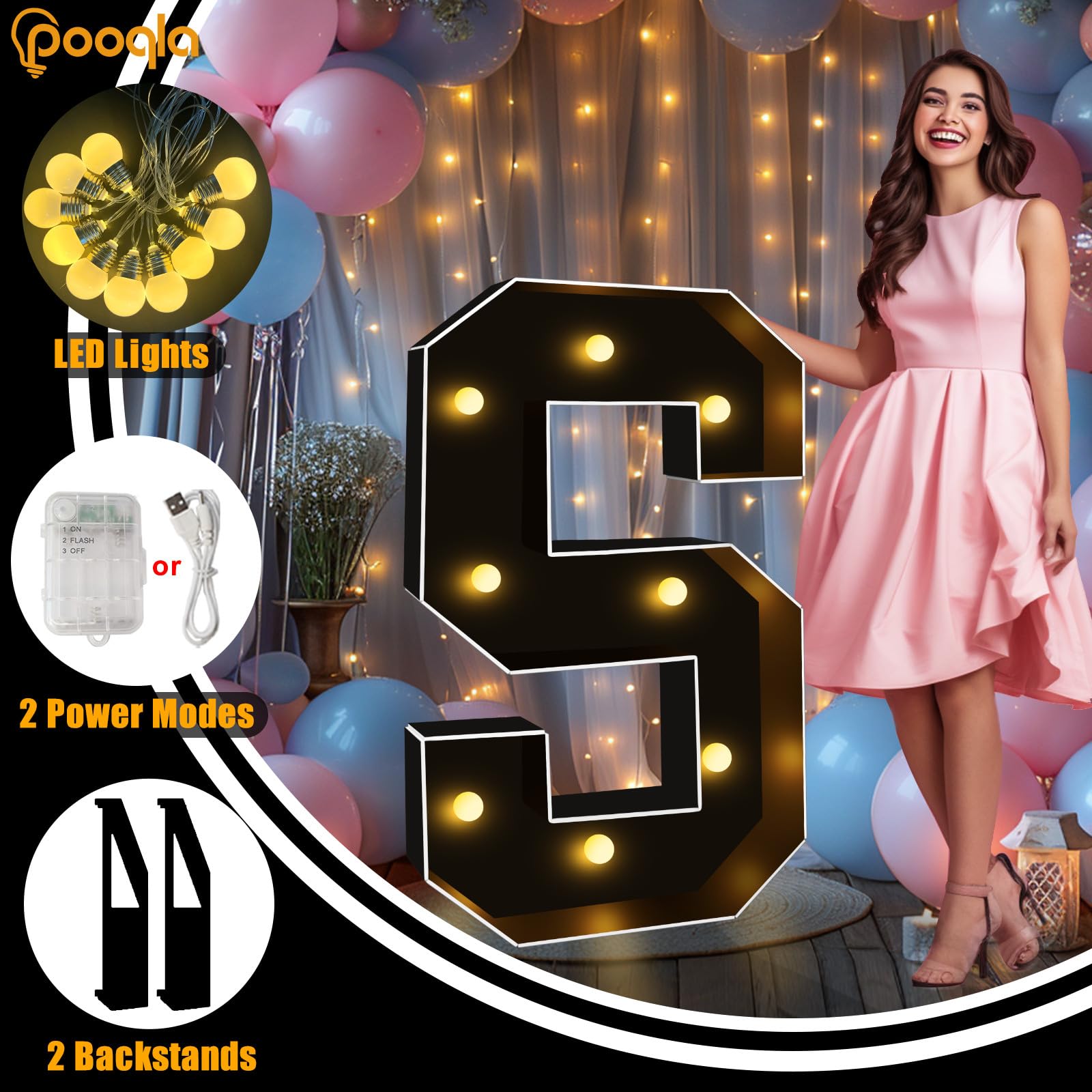 Snapklik.com : Pooqla 3FT Marquee Light Up Letters, LED Letters Large ...