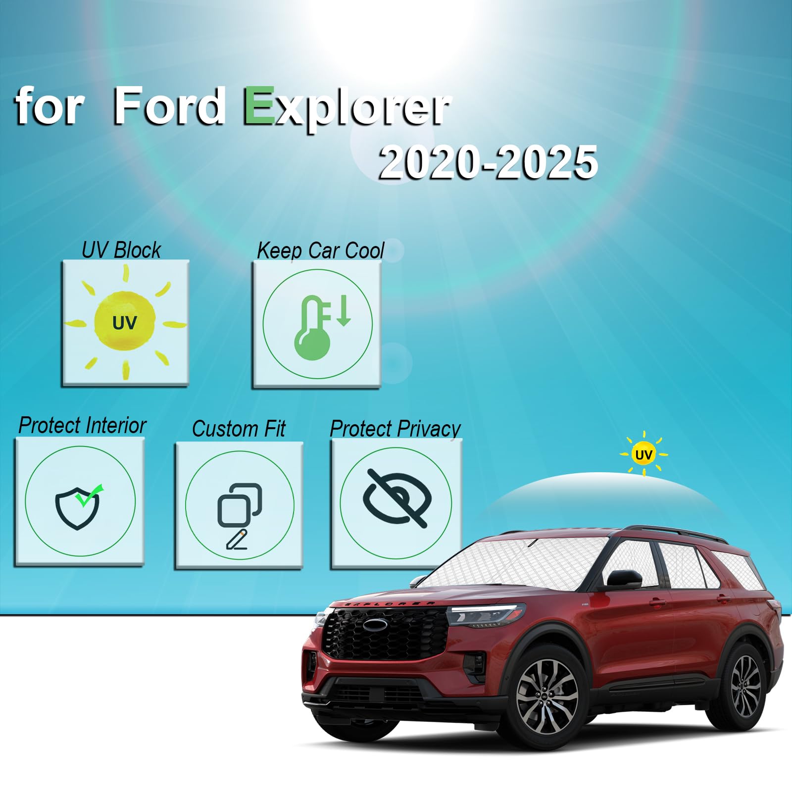 2023 Explorer Windshield Cover Windshield Sun Shade Fit For 2020-2024 ...
