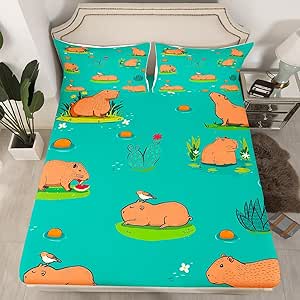 Amazon.com: Erosebridal Capybara Fitted Sheet Twin Size for Boys Girls ...