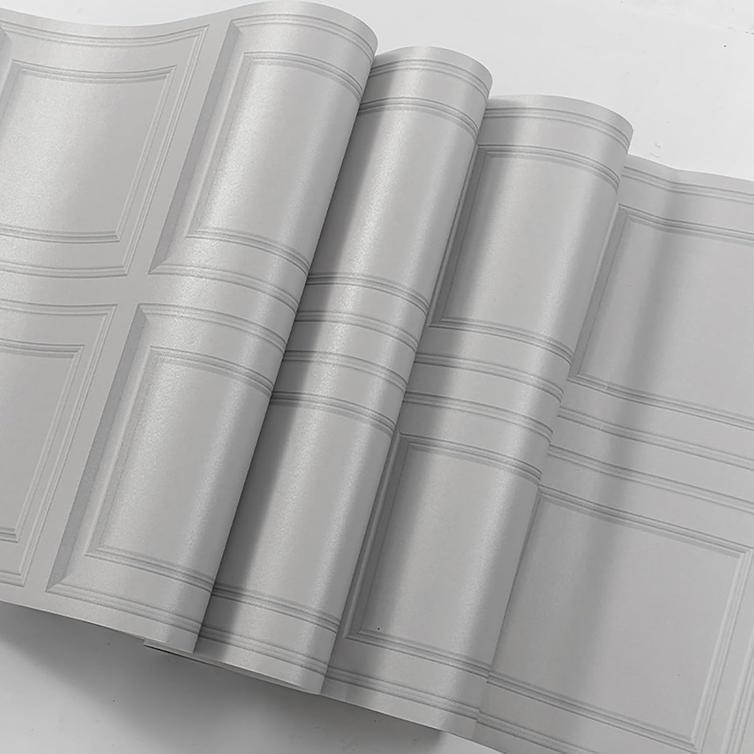 Baketron 3D Effect Grey Panel Wallpaper Wood Panelling Contour ...