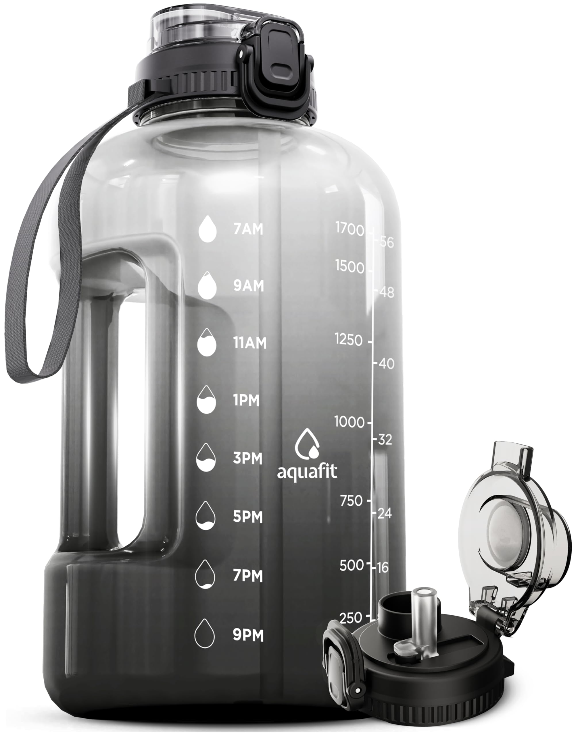 Amazon.com: AQUAFIT 64 oz Water Bottle with Time Marker - Straw & Chug ...