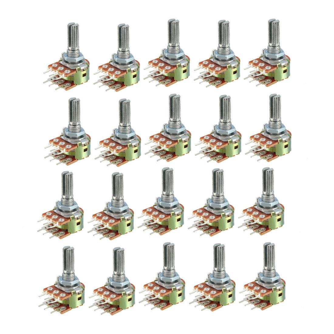 Variable Resistors Uxcell® WH148 100K Ohm Dual Rotary Carbon Film Taper ...