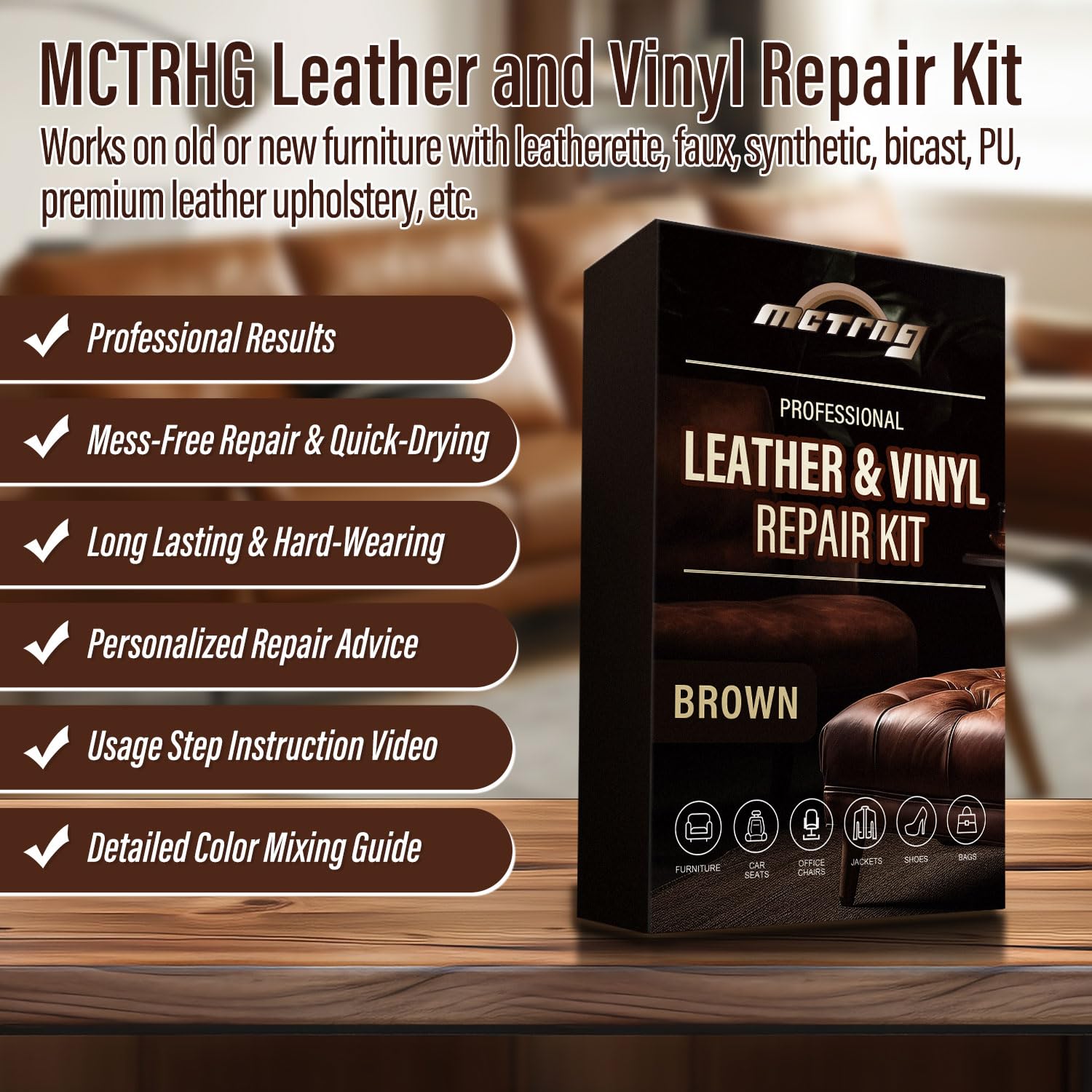 Snapklik.com : Brown Leather Repair Kit For Furniture, Faux Leather ...