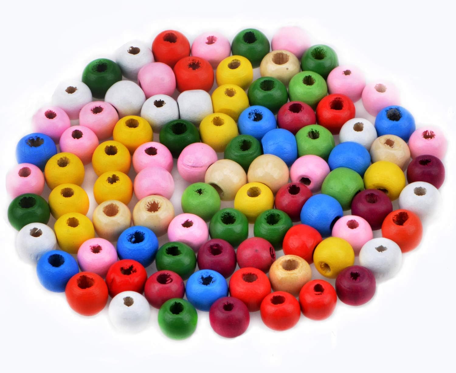 Amazon.com: Dahi 70pcs Wooden Beads Colourful Wooden Beads Threaded ...