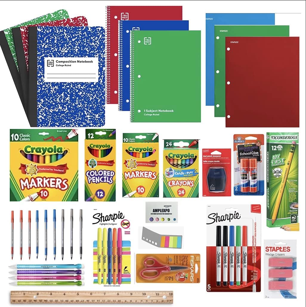 Amazon.com : 45 Piece School Supply Kit Grades K-12 - School Essentials ...