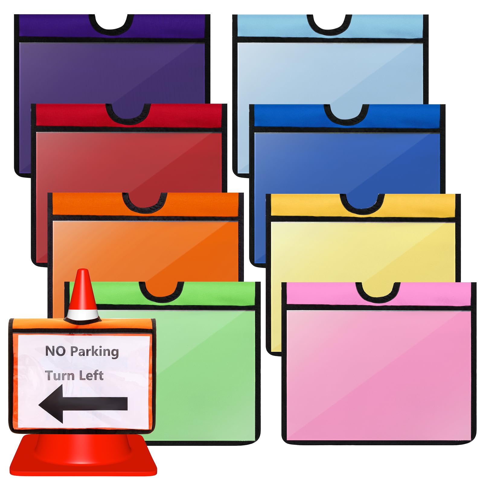 Amylove 8 Pcs Traffic Cone Sleeve Cone Covers with Pockets Outdoor ...