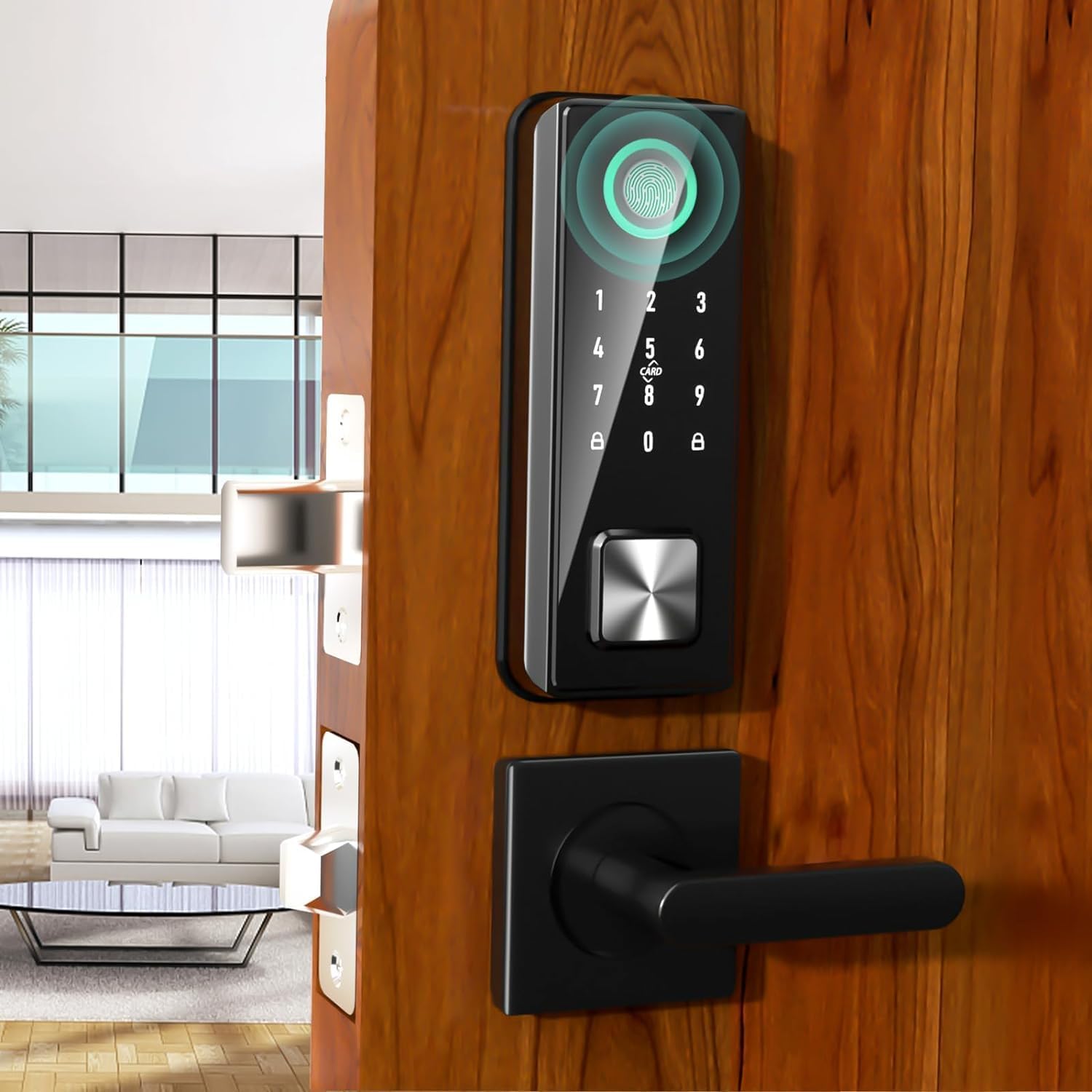 Avsog Fingerprint Door Lock with 2 Lever Handles - Keyless Entry Door ...