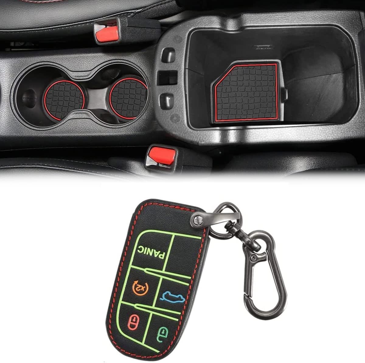 Amazon.com: Auovo Cup Holder Inserts Liners Mats Leather 5 Buttons Key ...