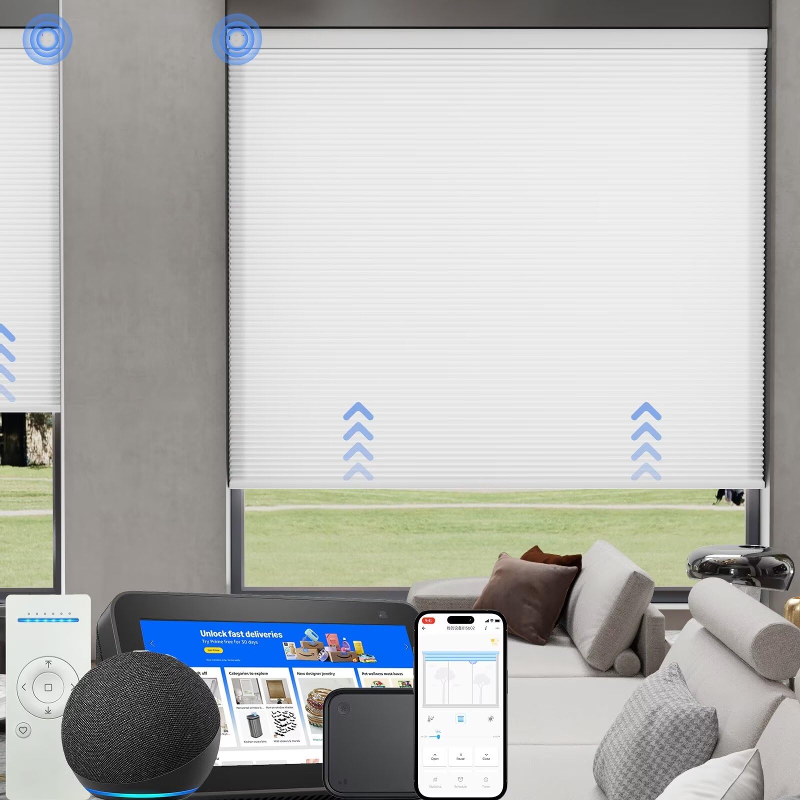 Amazon.com: MYshade Custom Motorized Cellular Shade Light Filtering ...