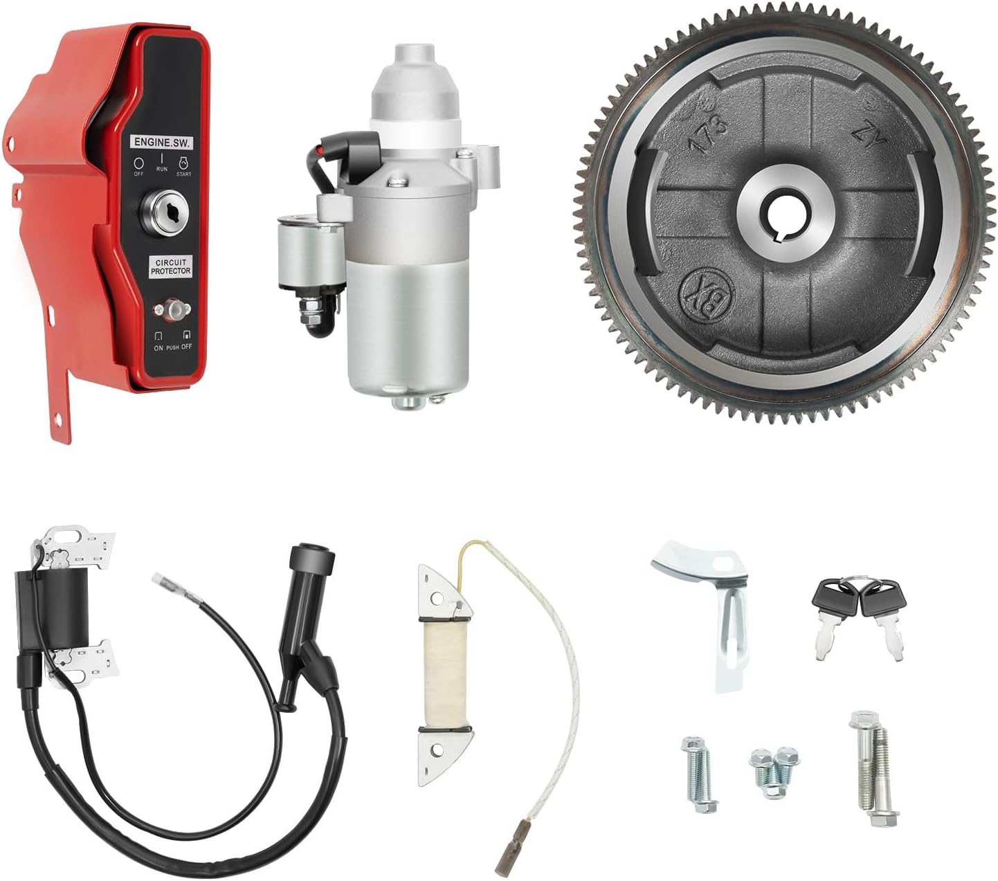 Amazon.com: Electric Start Kit Starter Motor Flywheel Key Box Coil ...