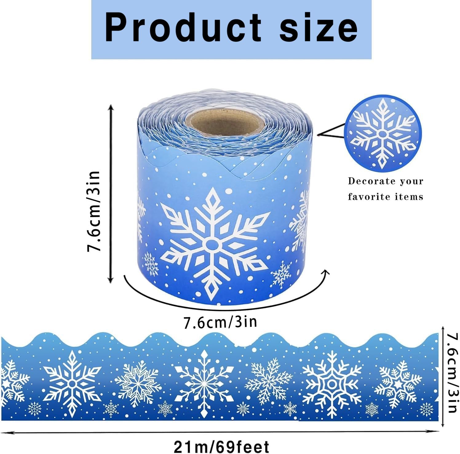 Snapklik.com : 69 Feet Winter Snowflake Bulletin Board Borders ...
