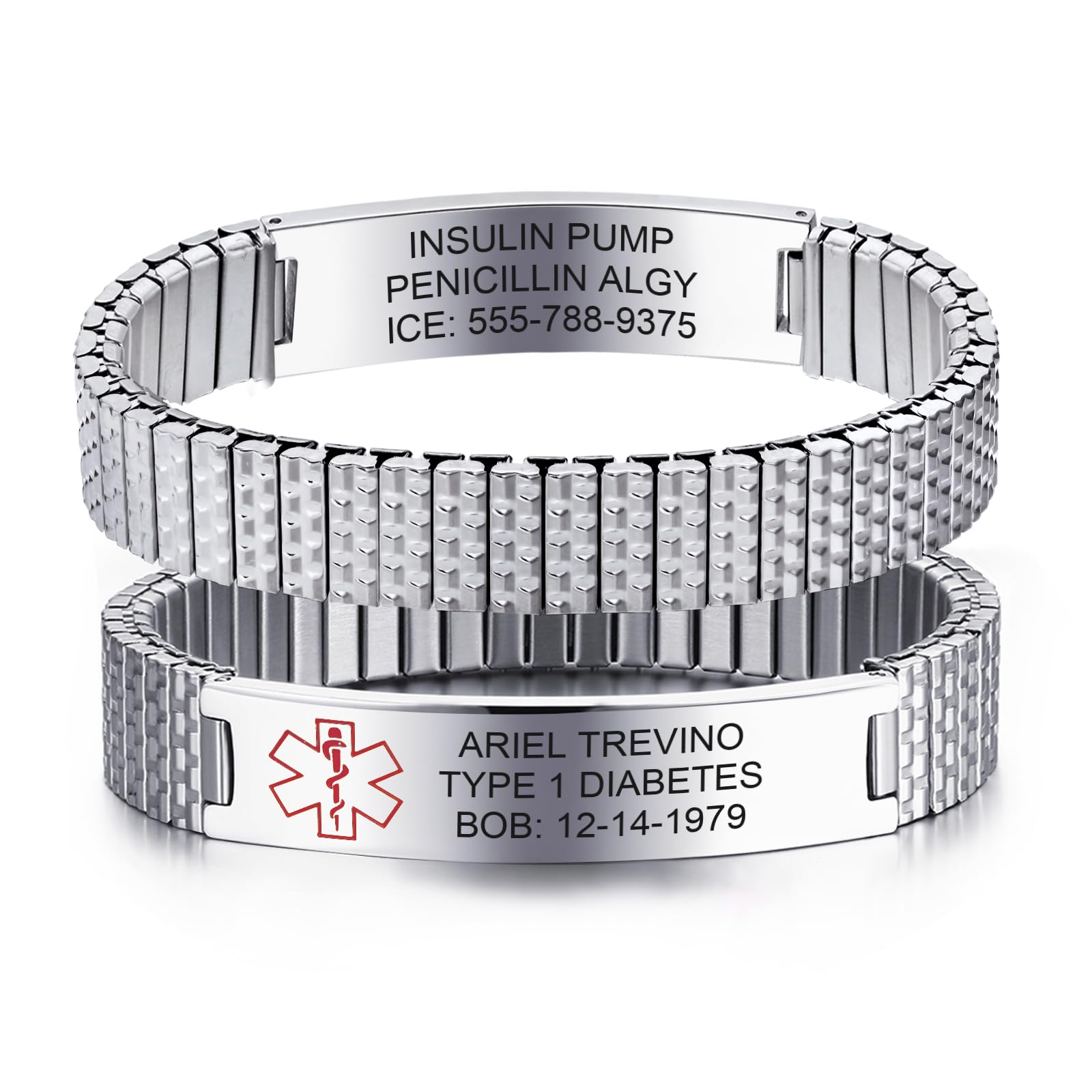 Personalised Medical Alert Bracelet for Men - Customised Silver ...