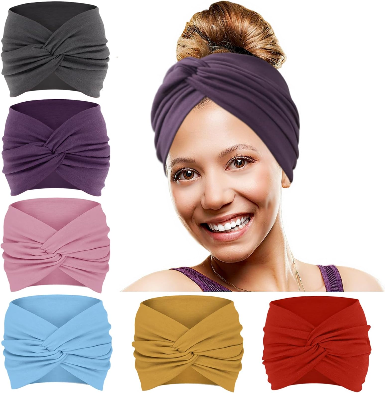 Amazon.com : Sefiinh Wide Headbands For Women Stretch Headband Boho ...