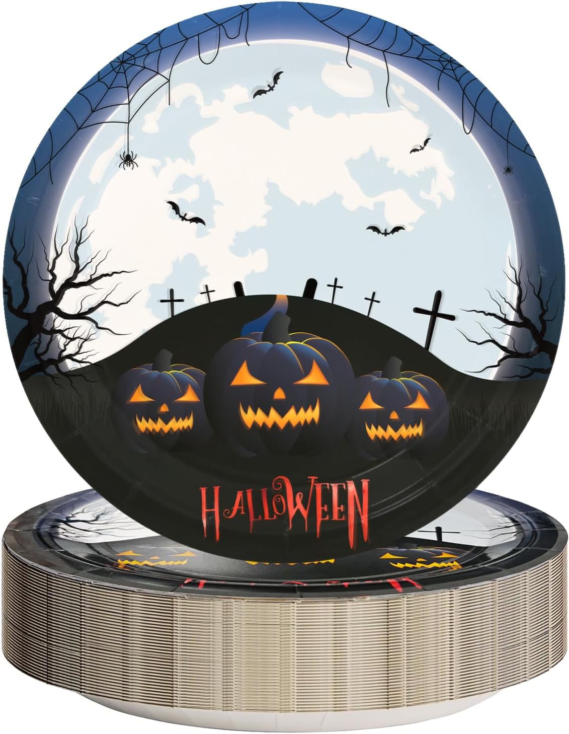 Amazon.com: ZTDIXF Halloween Paper Plates 9 Inch – 60 Pack Spooky ...