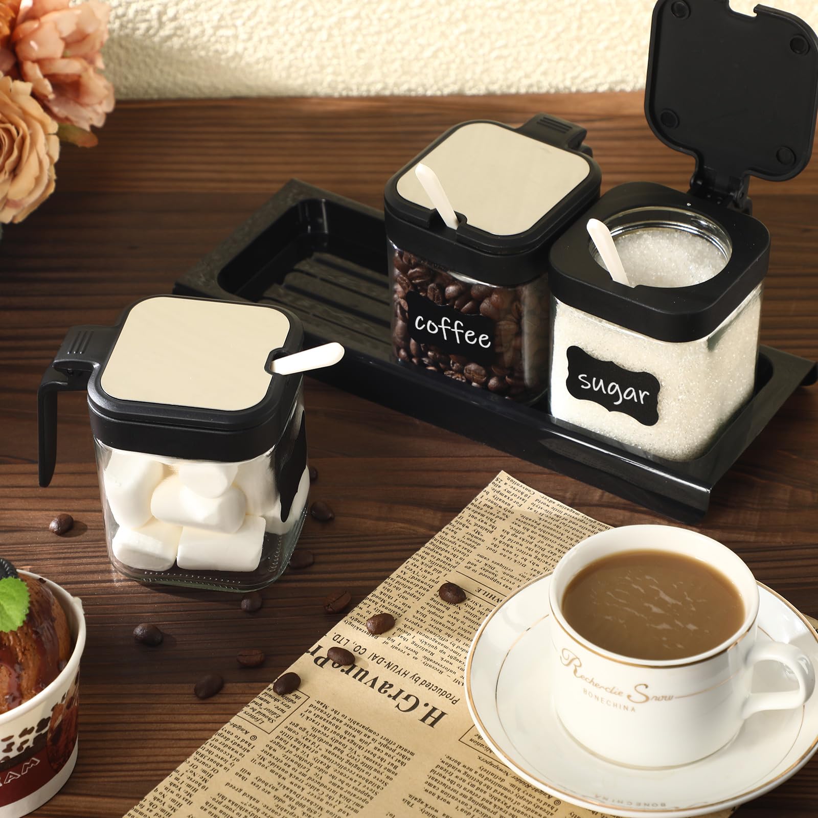 Snapklik.com : Suclain 3 Pcs Glass Coffee Containers Coffee Station ...