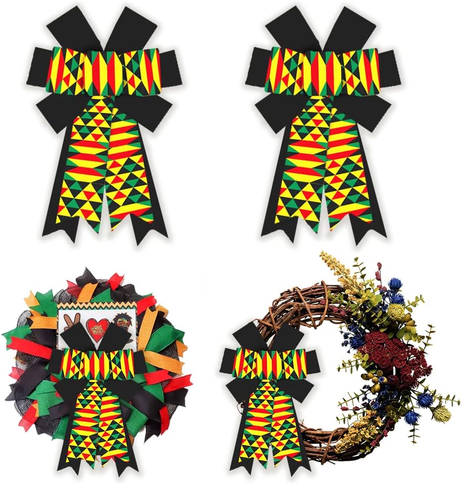 Amazon.com: 2pcs Black History Month Wreath Bow, Juneteenth Bow Kwanzaa ...