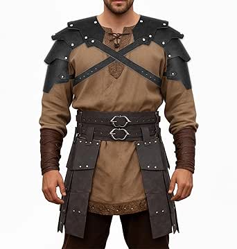 Amazon.com: Medieval Knight Leather Armor - Adjustable Faux Leather ...