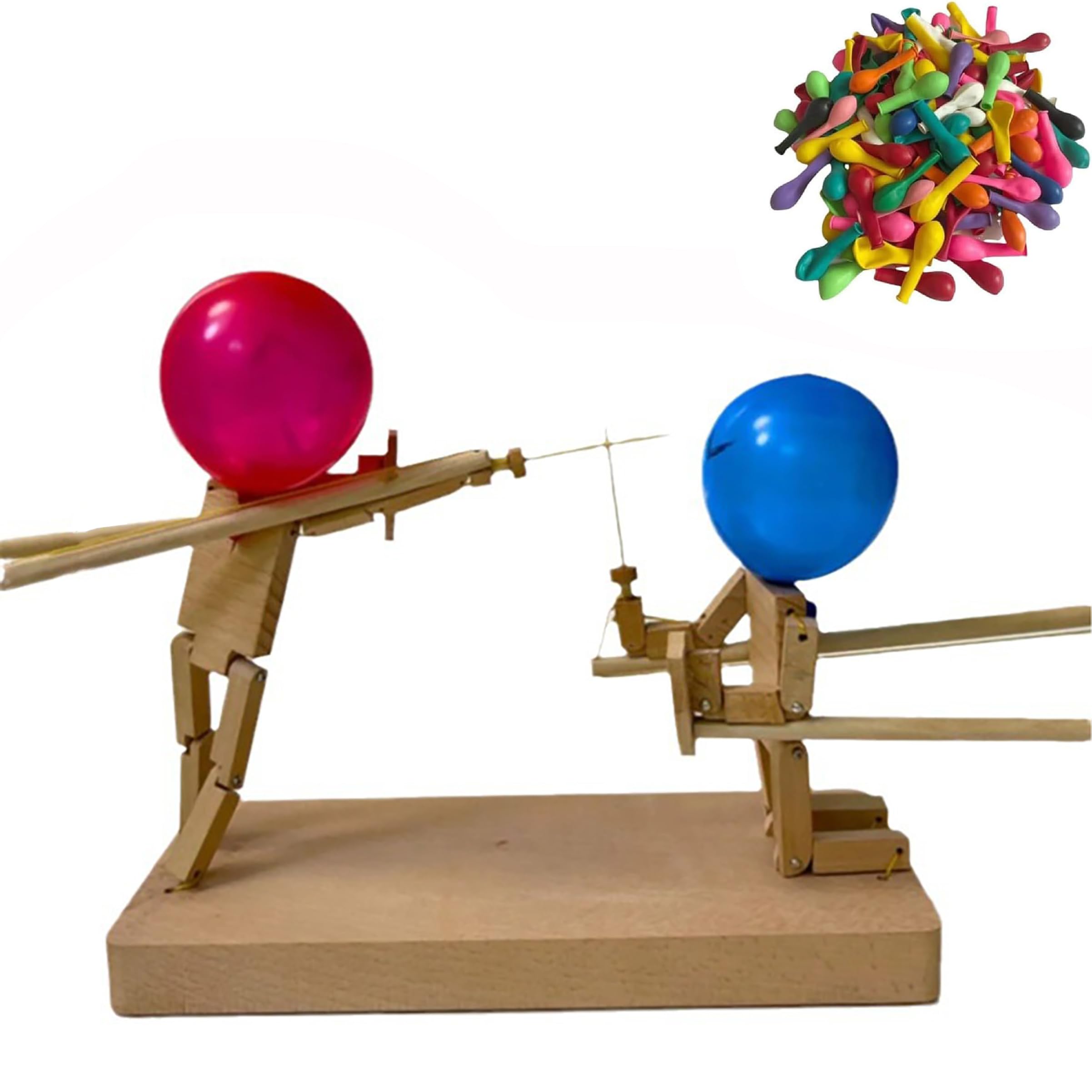 Wooden Fencing Puppets, Balloon Bamboo Man Battle, 2 Wooden Man ...