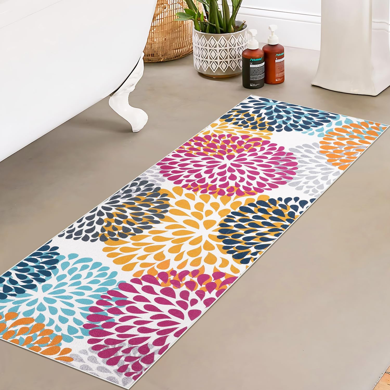 Amazon.com: Sivilife Floral Washable Runner Rug for Kitchen, 2x6 Non ...