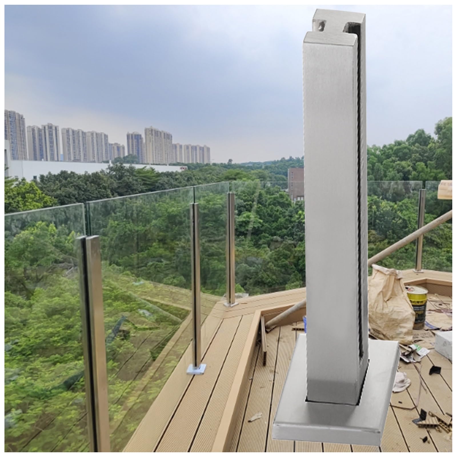 Amazon.com: Square Glass Railing Panels Post Stairs Balustrade Pillars ...