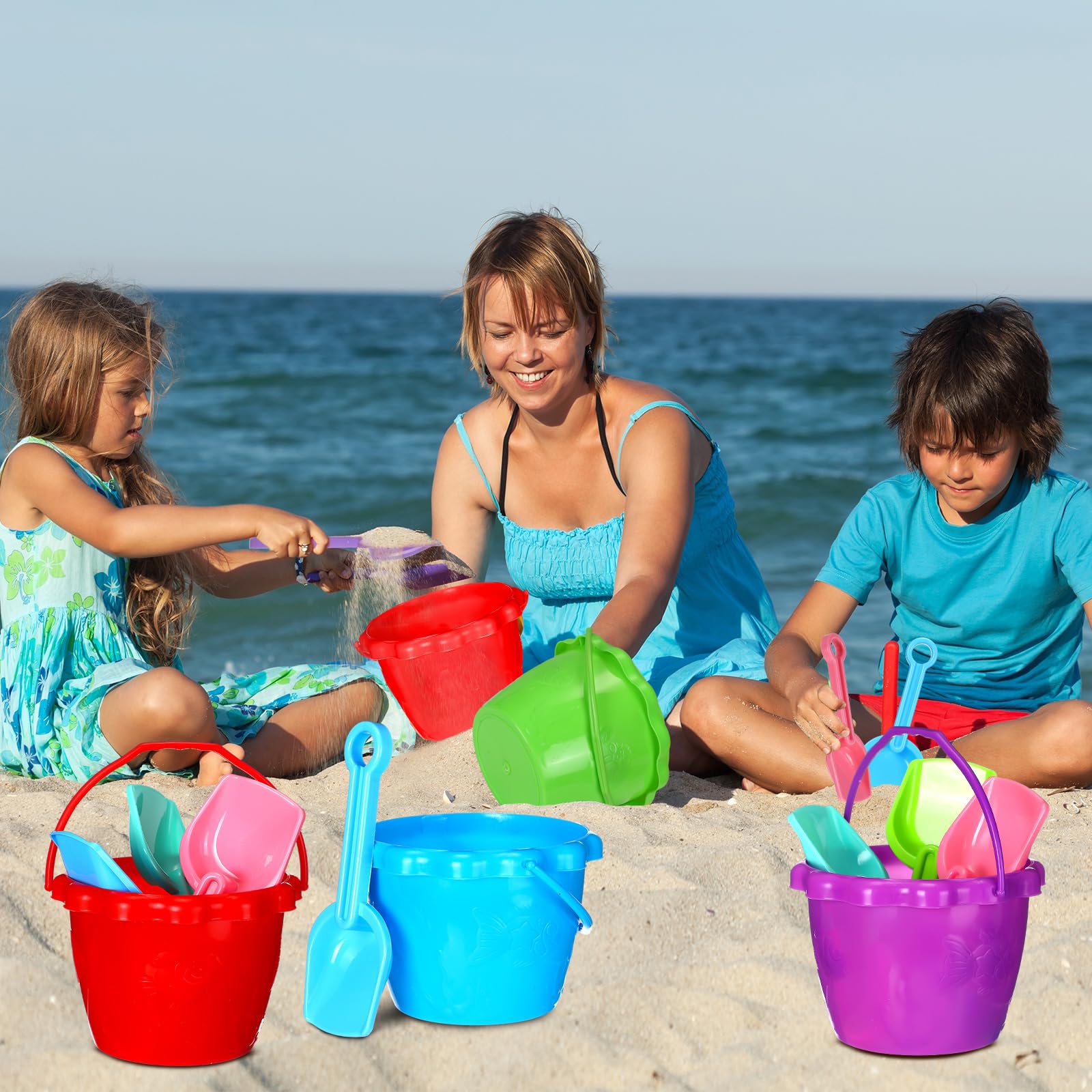 Snapklik.com : Jerify 96 Pcs 6.3 Inch Plastic Beach Pails Sand Buckets ...