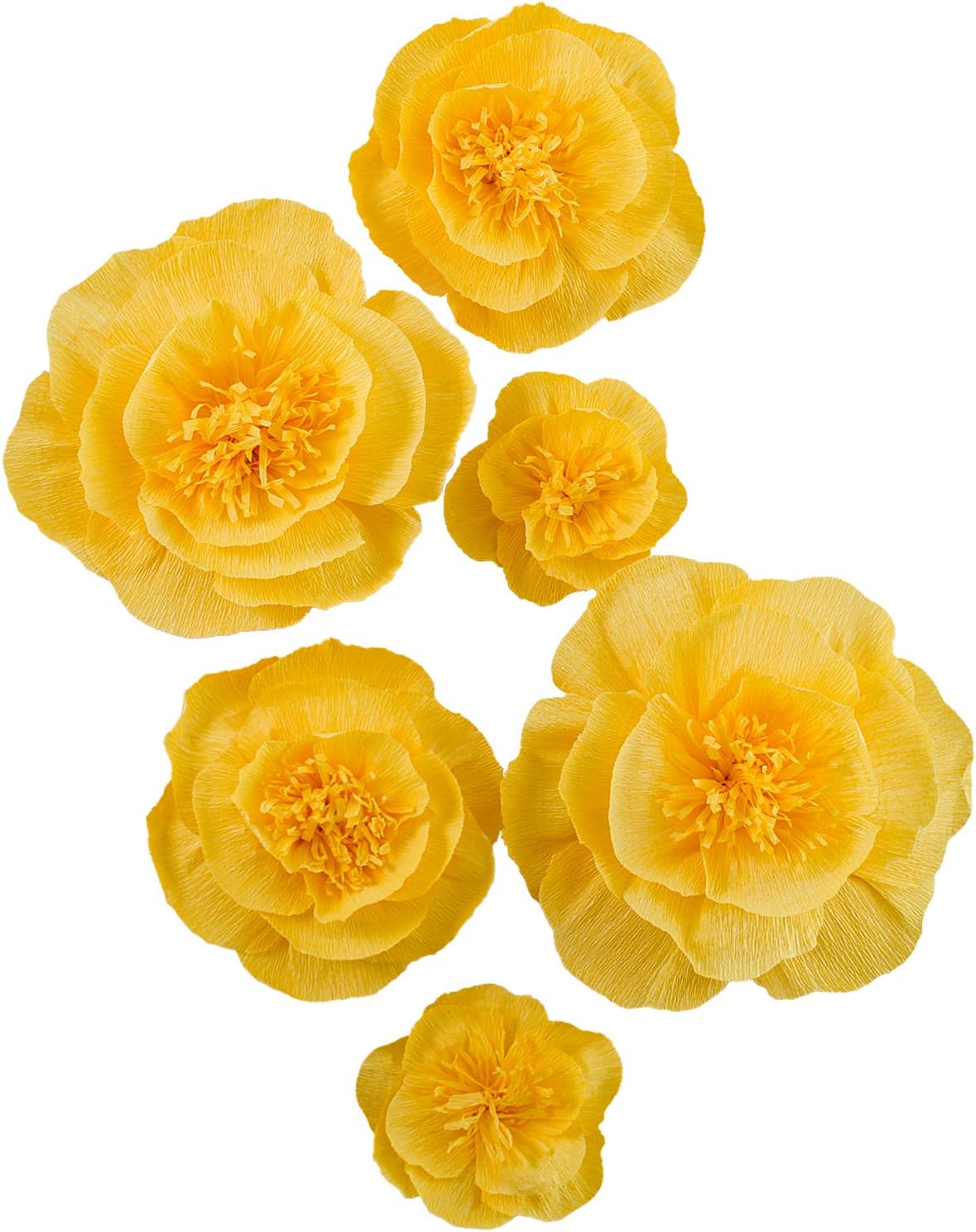 Amazon.com: Mybbshower Yellow Paper Flowers 12 pcs for Wedding Backdrop ...