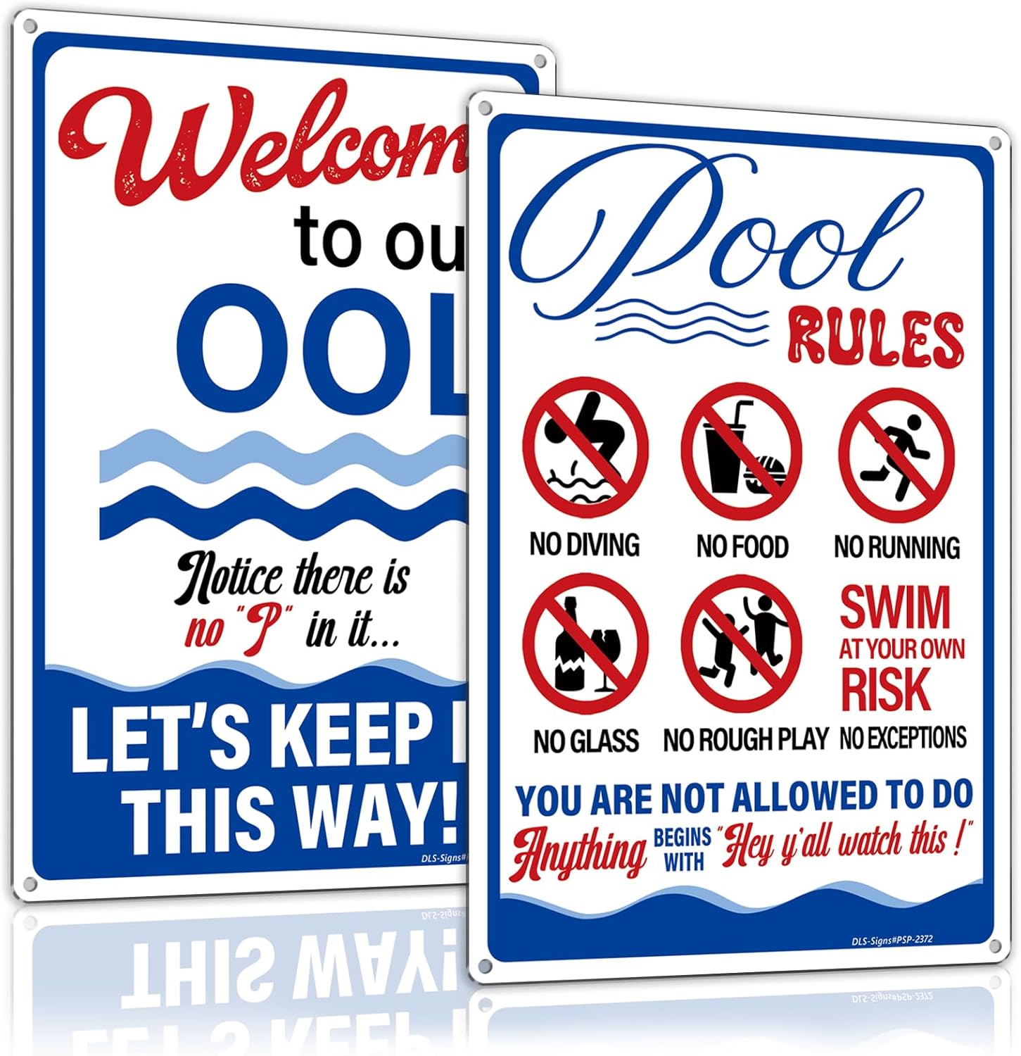 Amazon.com: [1+1 Pack] Pool Signs for Outside,12 × 8'' Printed with ...