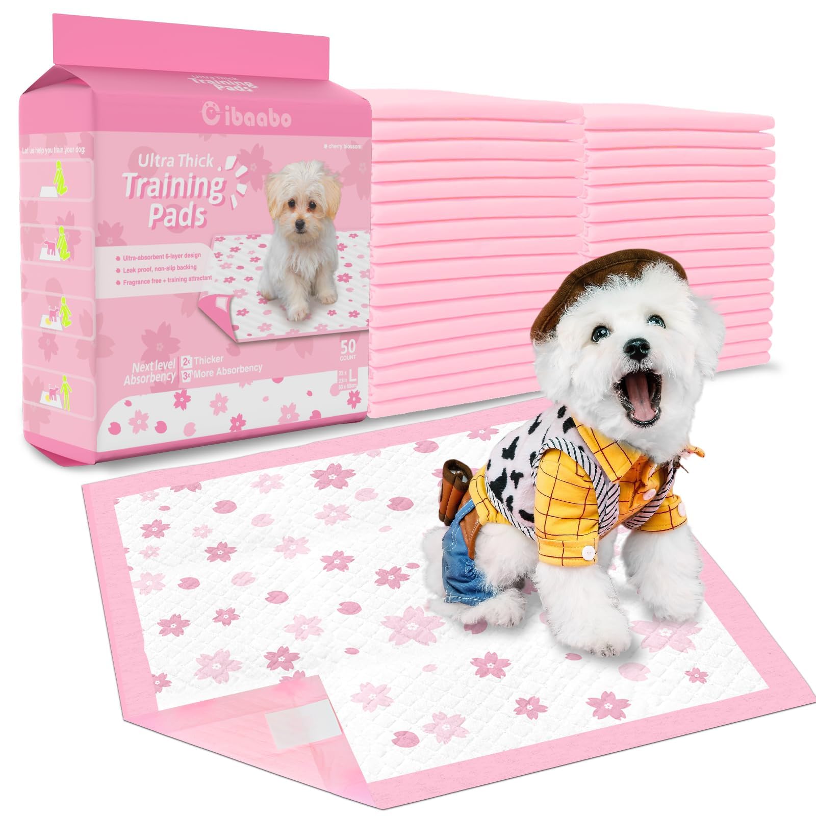 Amazon.com: Cibaabo Puppy Pads, 23"x 23" Dog Pee Pad with Adhesive Tabs ...