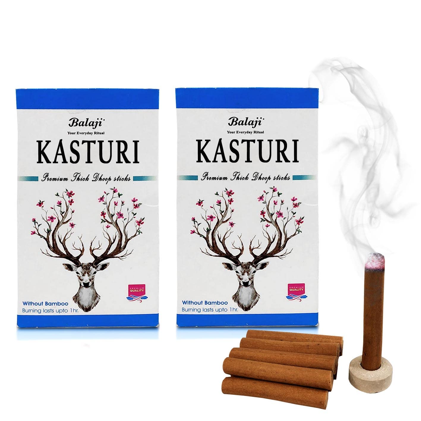 Box Pack of 2 (10 Sticks Per Box) Balaji Kasturi Premium Thick Dhoop ...