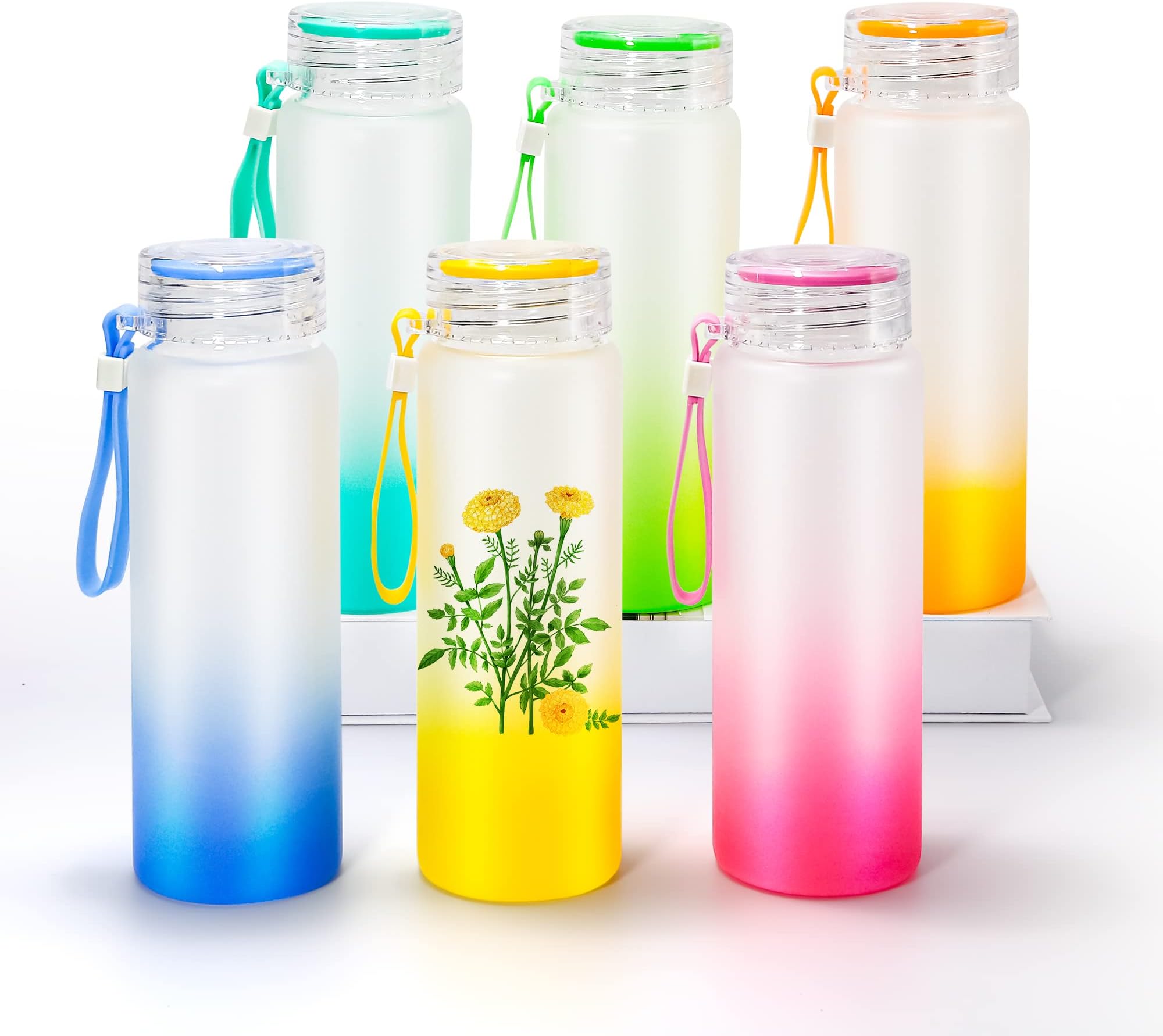 Amazon.com: AGH 16oz Sublimation Glass Cups 6 Pack Color Frosted ...