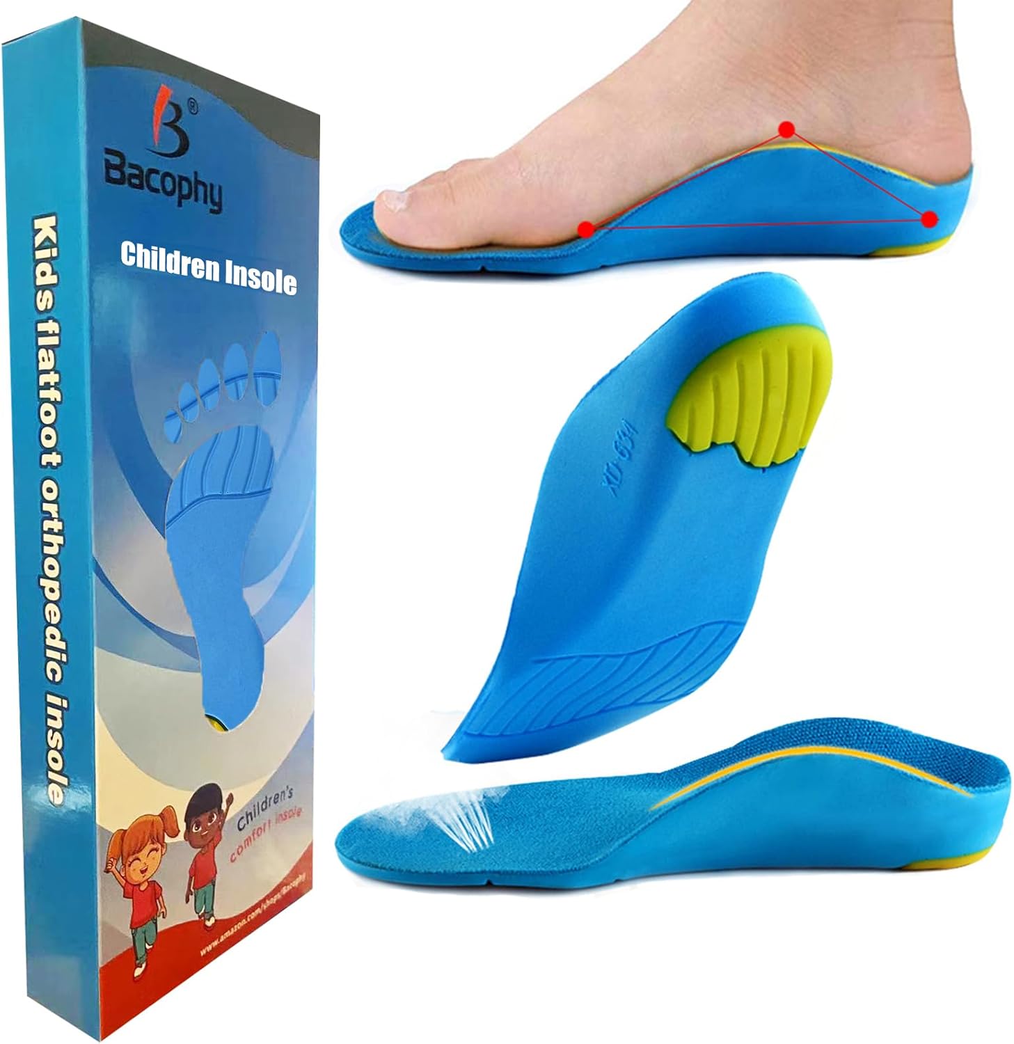 Amazon.com: Bacophy Kids Orthotic Arch Support Shoe Insoles, Children ...