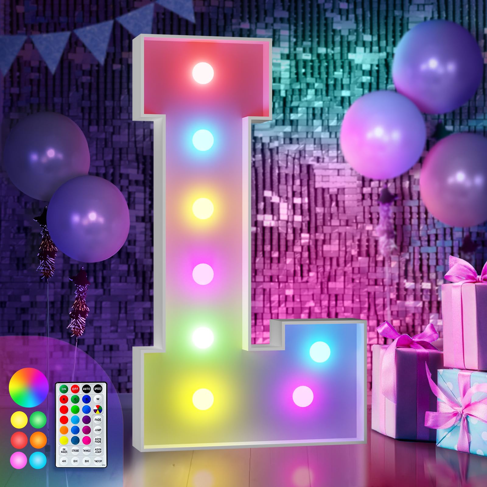 Amazon.com: imprsv 3FT Colorful Marquee Light Up Letters L, 18 Colors ...