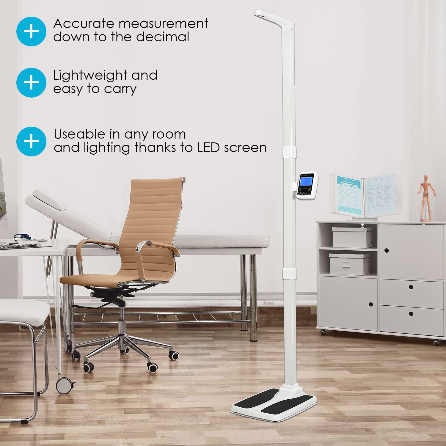 Houseables Medical Scale, Digital, Touchless Sonar Stadiometer, L18" x ...