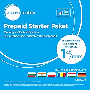 Lebara-Mobile Pre-Paid SIM-map with 10 Guthaben - (7,50 Startguthaben ...