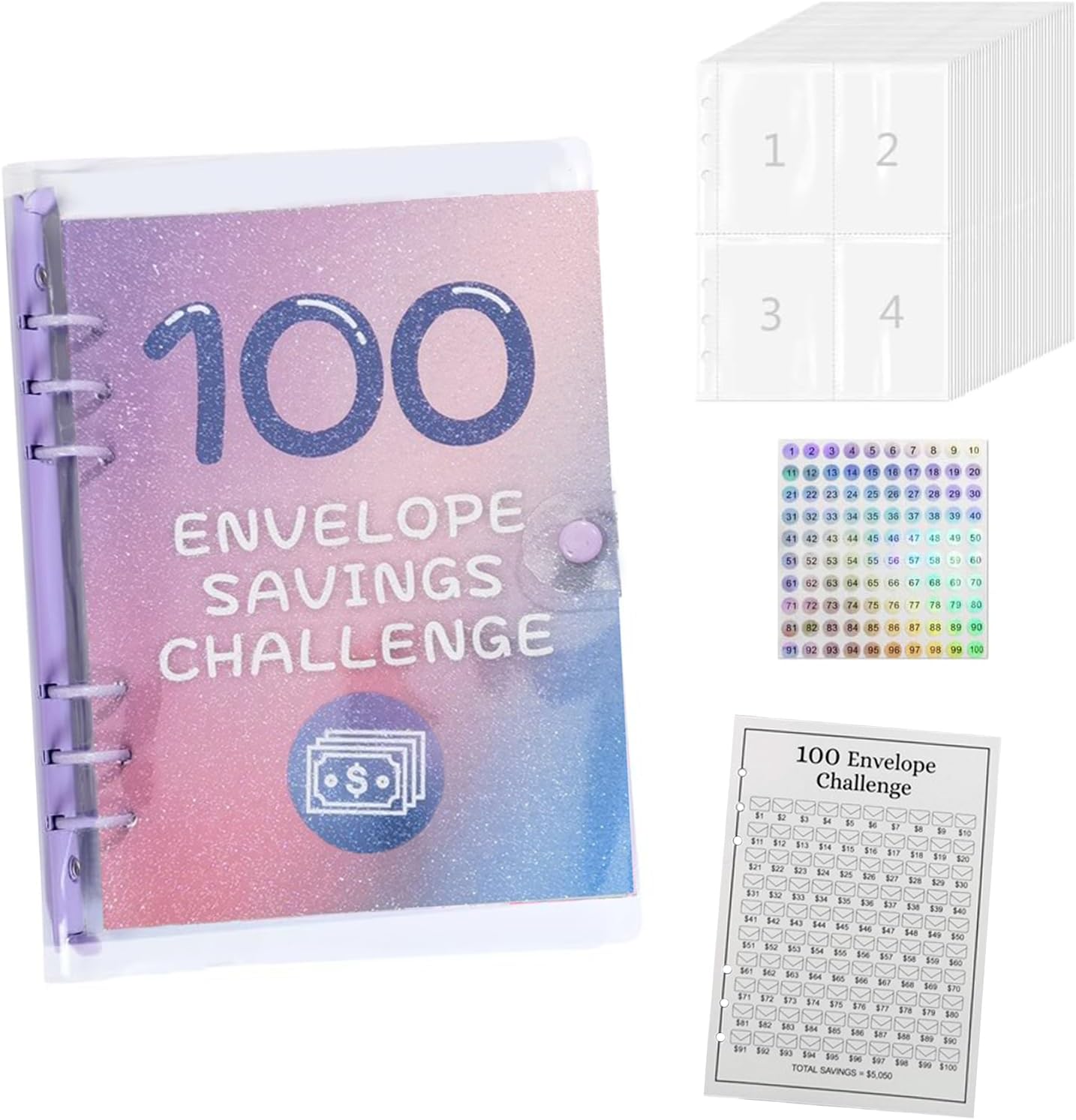 Amazon.com: 100 Envelopes Money Saving Challeng, Money Saving Binder ...