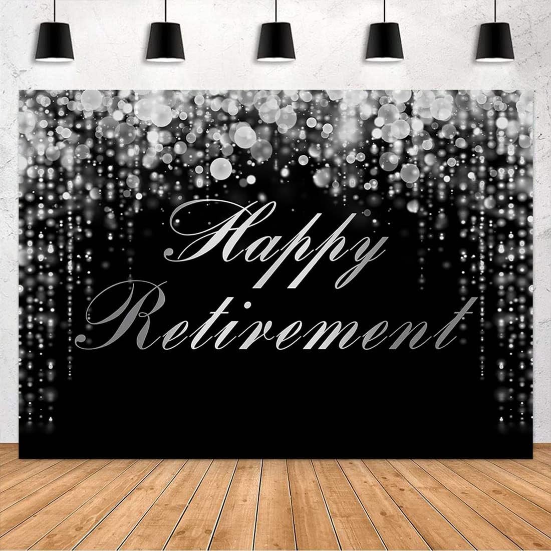 Avezano Happy Retirement Backdrop Black and Silver Retirement ...