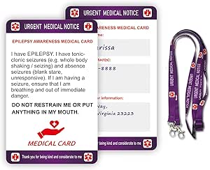 Amazon.com : Epilepsy Medical Card with Writable Panel and Patterned ...