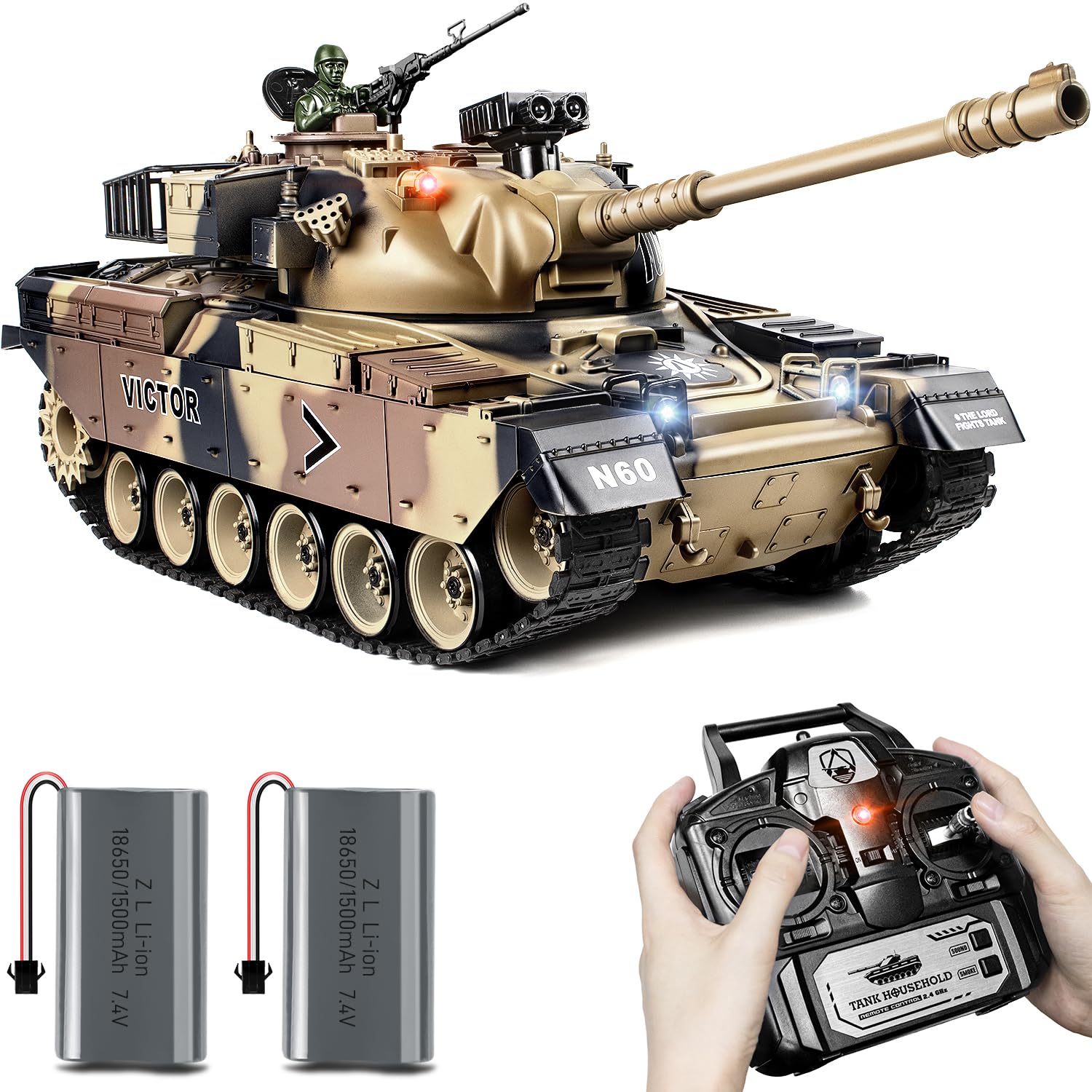 Amazon.com: Supdex 1:18 RC Tank, 2.4Ghz US M60 Remote Control Tank ...