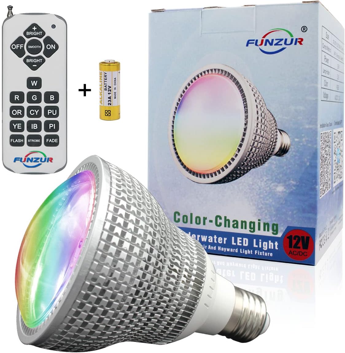 Amazon.com: LED Pool Light Bulb for inground Pool AC/DC12V RGB Color ...