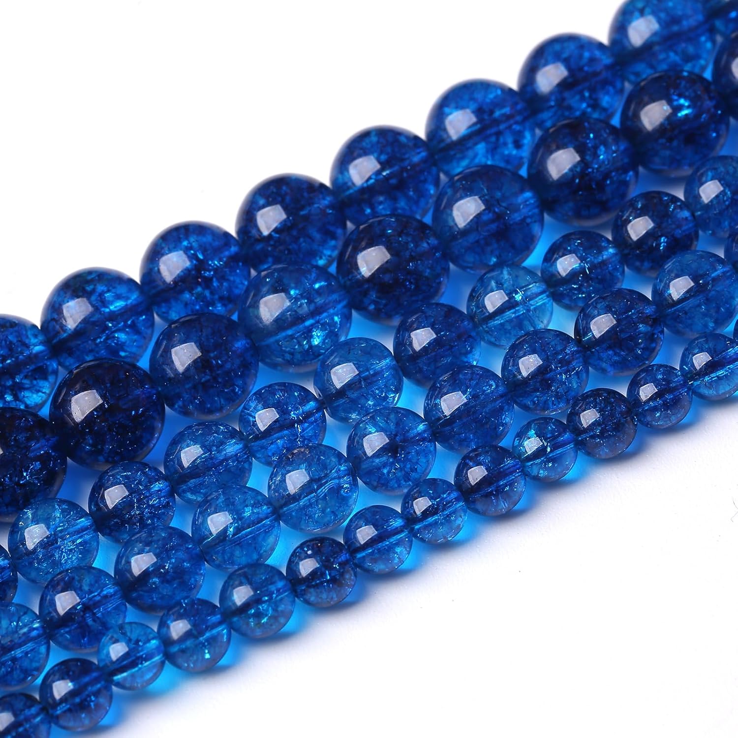 Amazon.com: 36pcs 10mm Natural Blue Crystal Crackle Quartz Stone Round Loose Beads for Jewelry ...