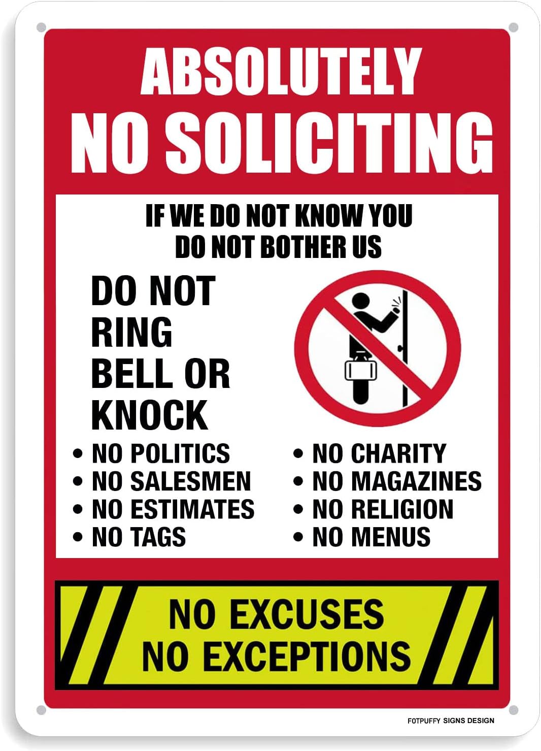 Amazon.com: Fotpuffy Aluminum Sign, 8"x12" Warning Sign "ABSOLUTELY NO ...