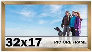 Amazon.com - CountryArtHouse 32x17 Frame Gold Bronze Modern Solid Wood ...