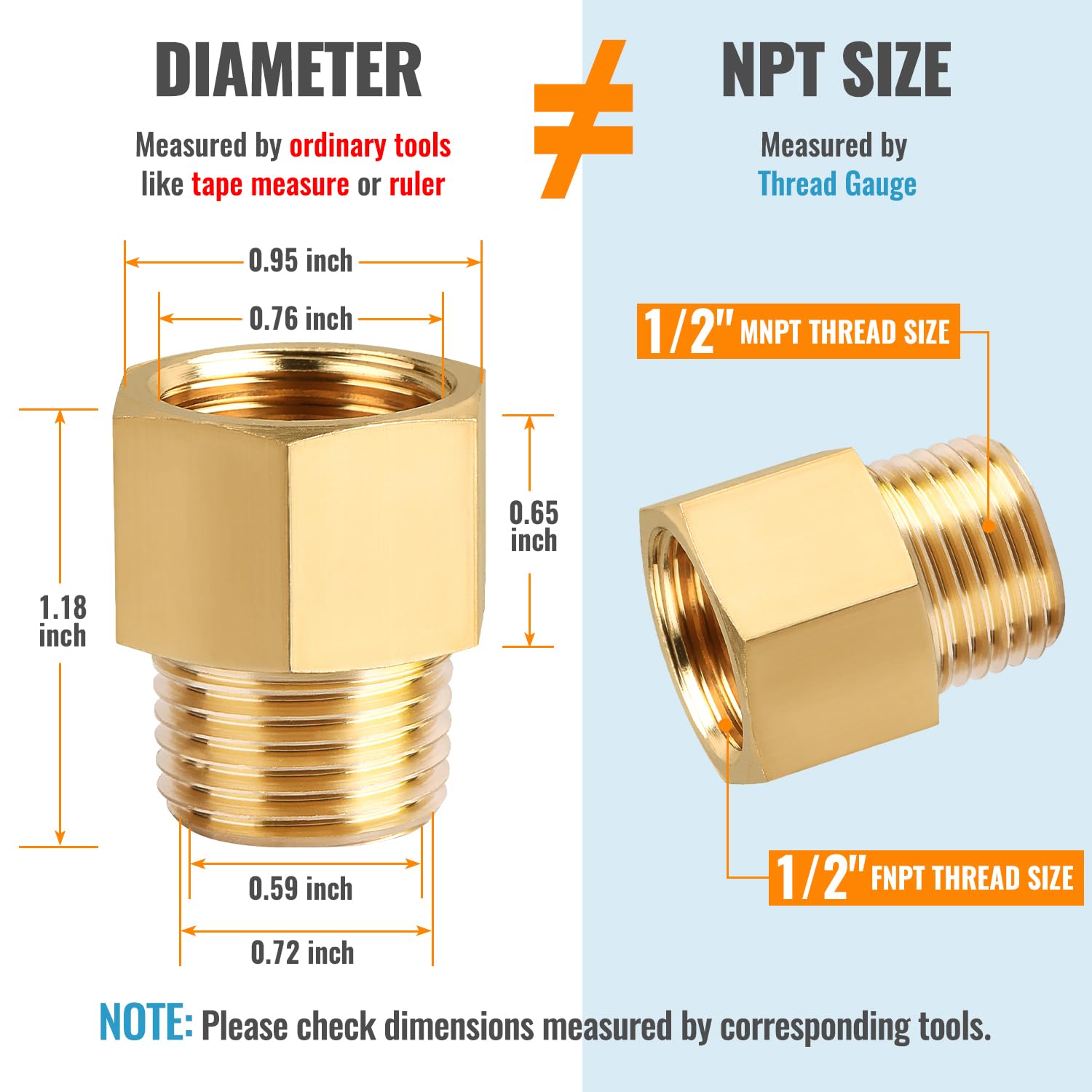 Snapklik.com : Brass Pipe Fitting, 1/2" NPT Male Pipe X 1/2" NPT Female ...