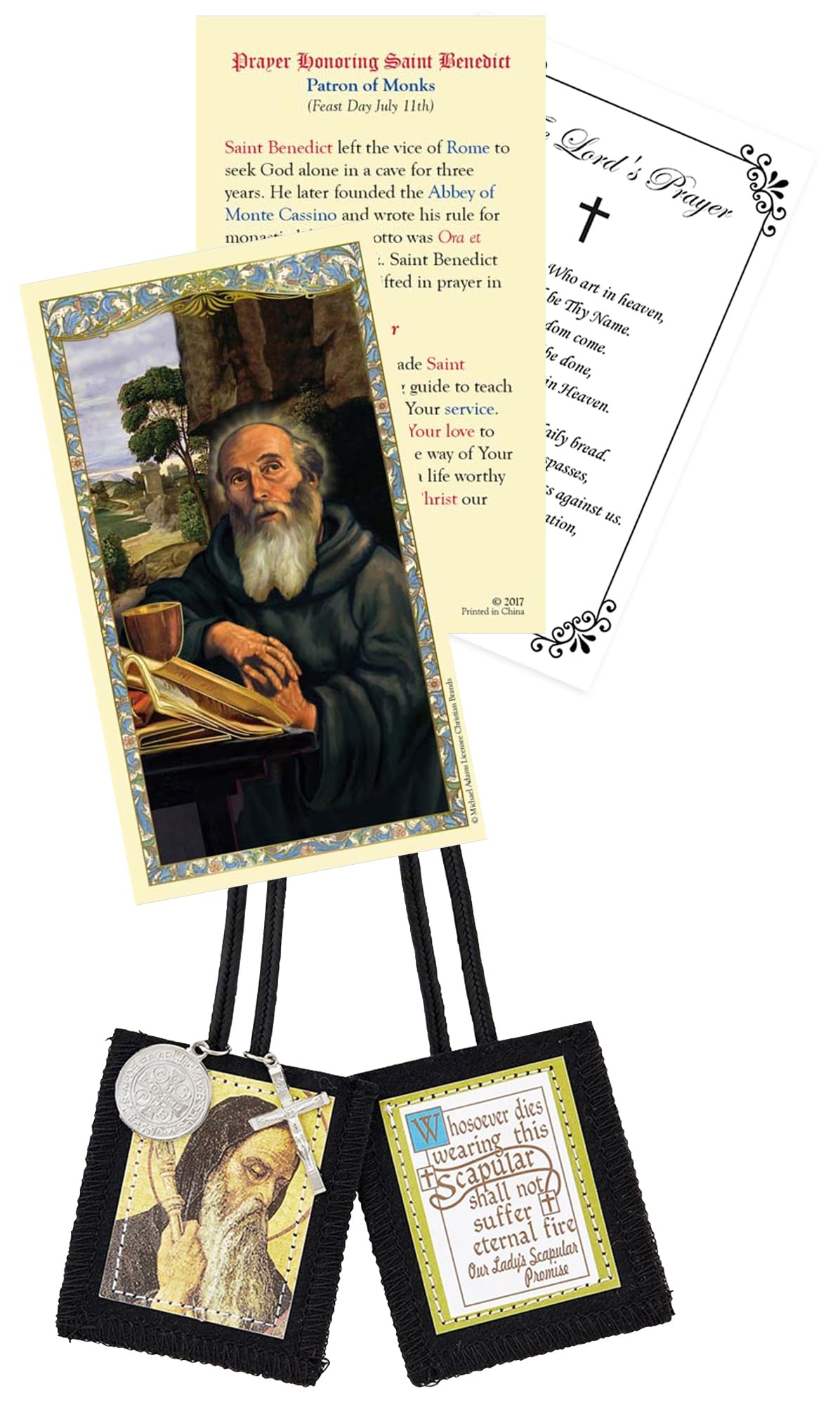 Amazon.com: Trendzeen St Benedict Scapular - St Benedict Prayer Card ...