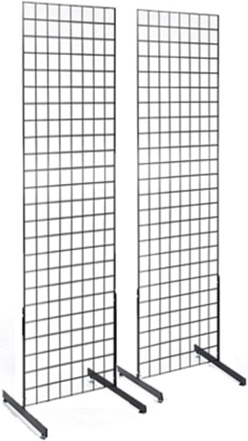2' x 6' Gridwall Panel Tower with T-Base Floorstanding Display Kit, 2 ...