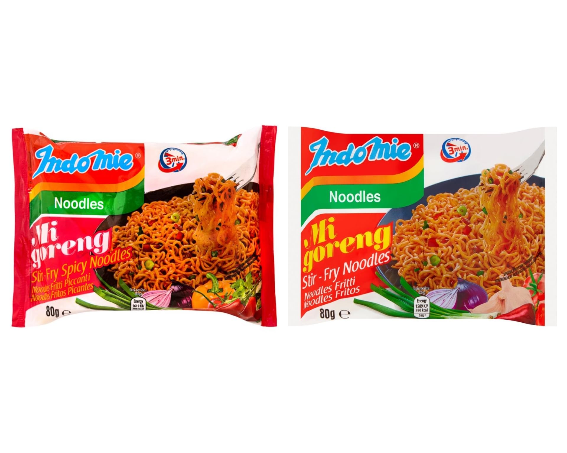 Indomie Mi Goreng Stir Fry Spicy Noodles 80g x20 + Stir Fry Noodles 80g ...